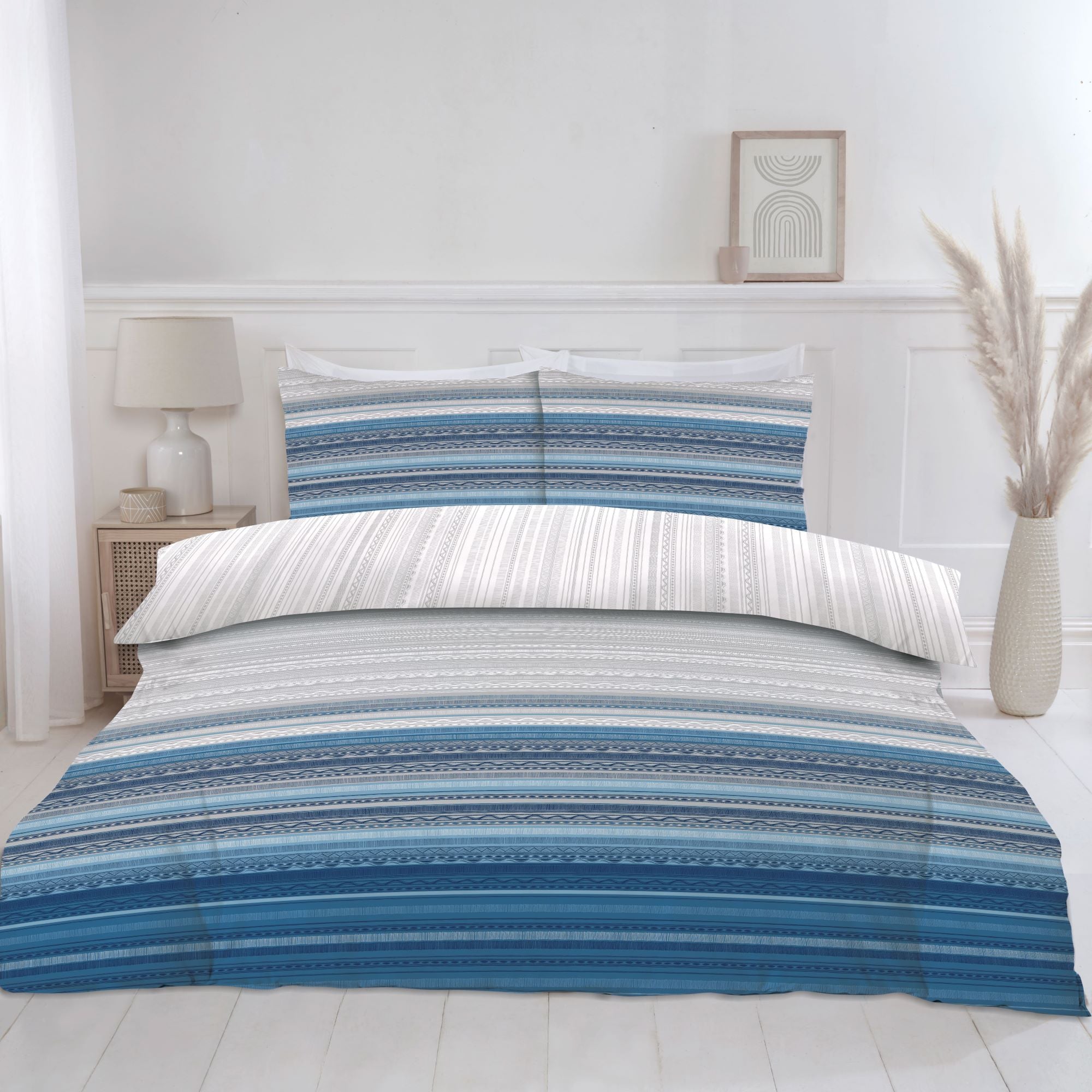Lewis's Seville Stripe Duvet Set - Blue