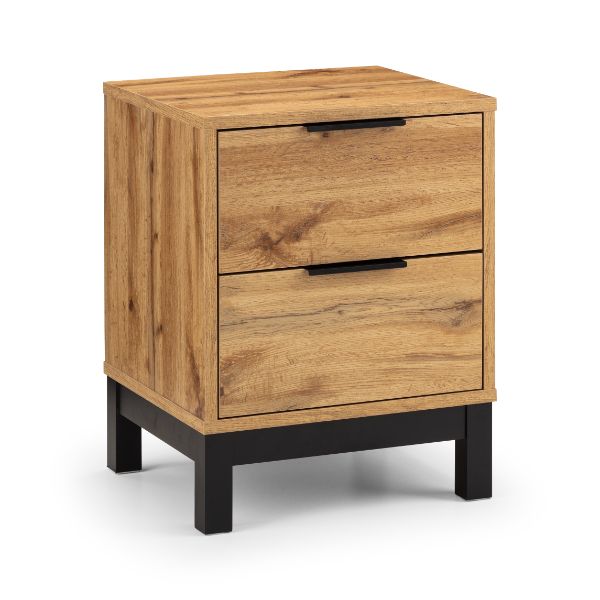 Bali Bedside Table 2 Drawer Oak
