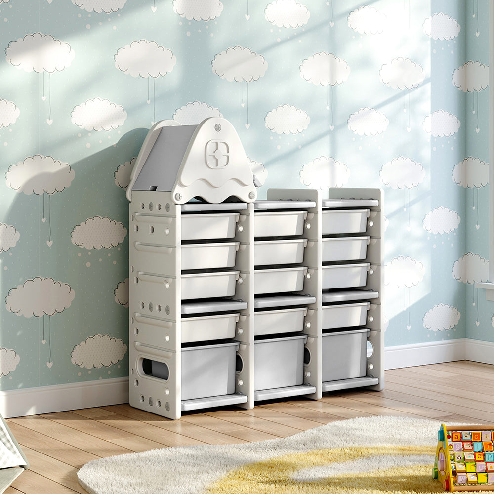 Kidkid Kidkid 5 Tier Plastic Toy Storage Organizer with 15 Pull-Out Bi