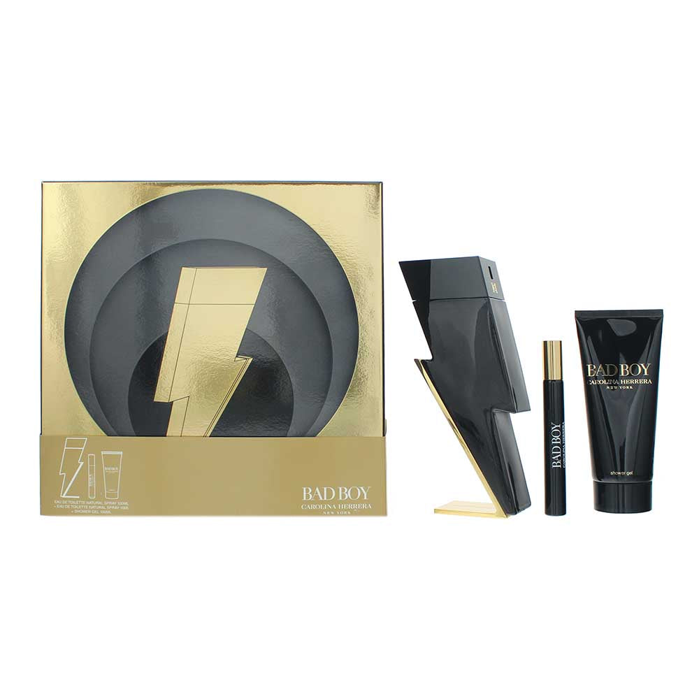 Carolina Herrera Bad Boy 3 Piece Gift Set: Eau de Toilette 100ml - Eau