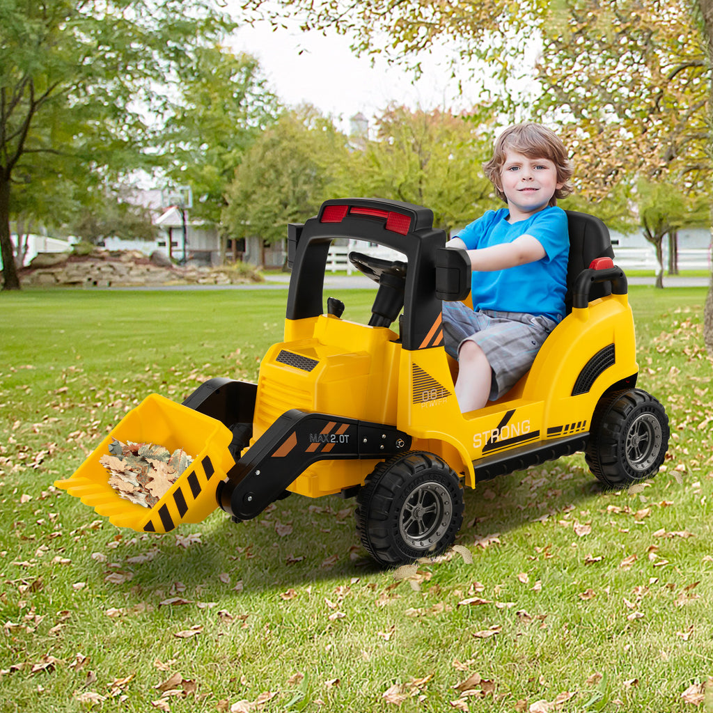12V Kids Ride On Construction Tractor with Electric Bucket and Music-Y