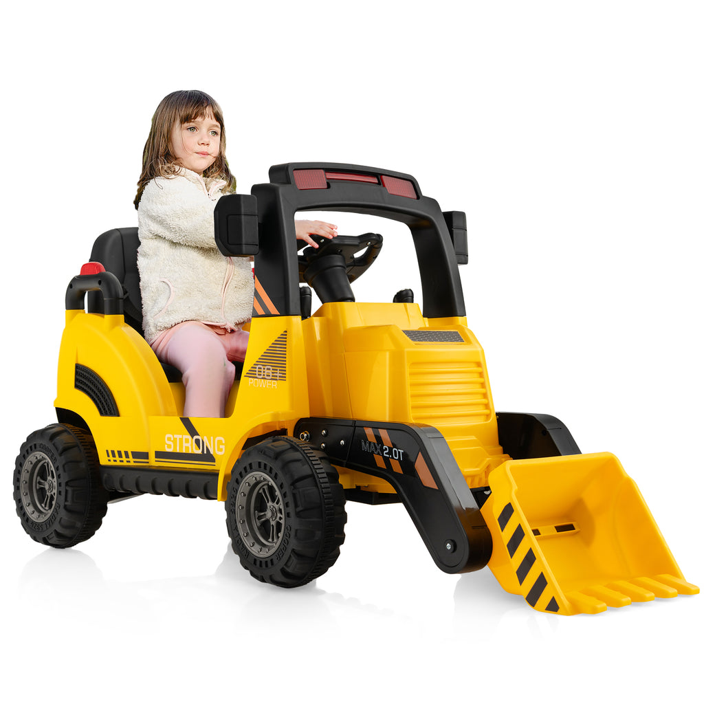 12V Kids Ride On Construction Tractor with Electric Bucket and Music-Y