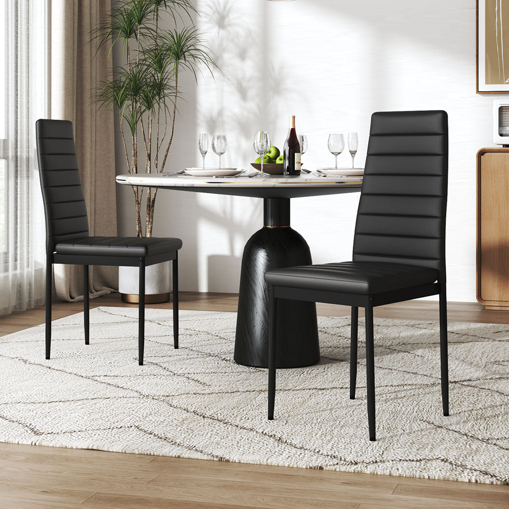 Livingandhome Set of 2 Modern Faux Leather Armless High Back Dining Ch