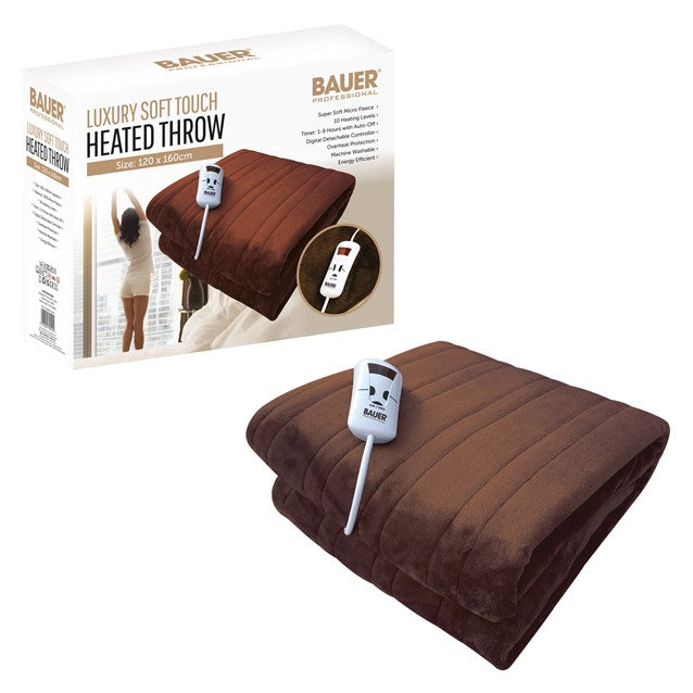 Bauer Luxury Soft Touch Heated Throw - Brown