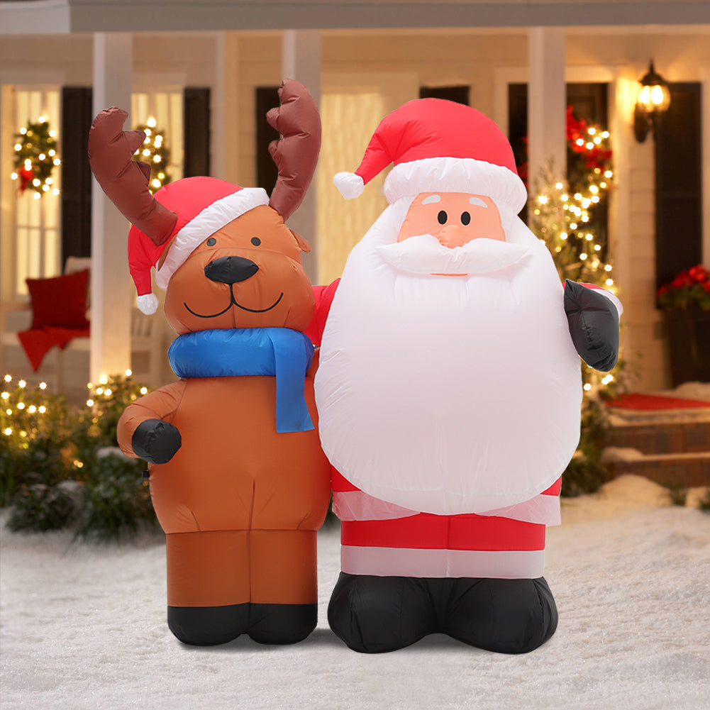 Livingandhome 1.5m Inflatable Father Christmas Air Blown with 4 LED Li