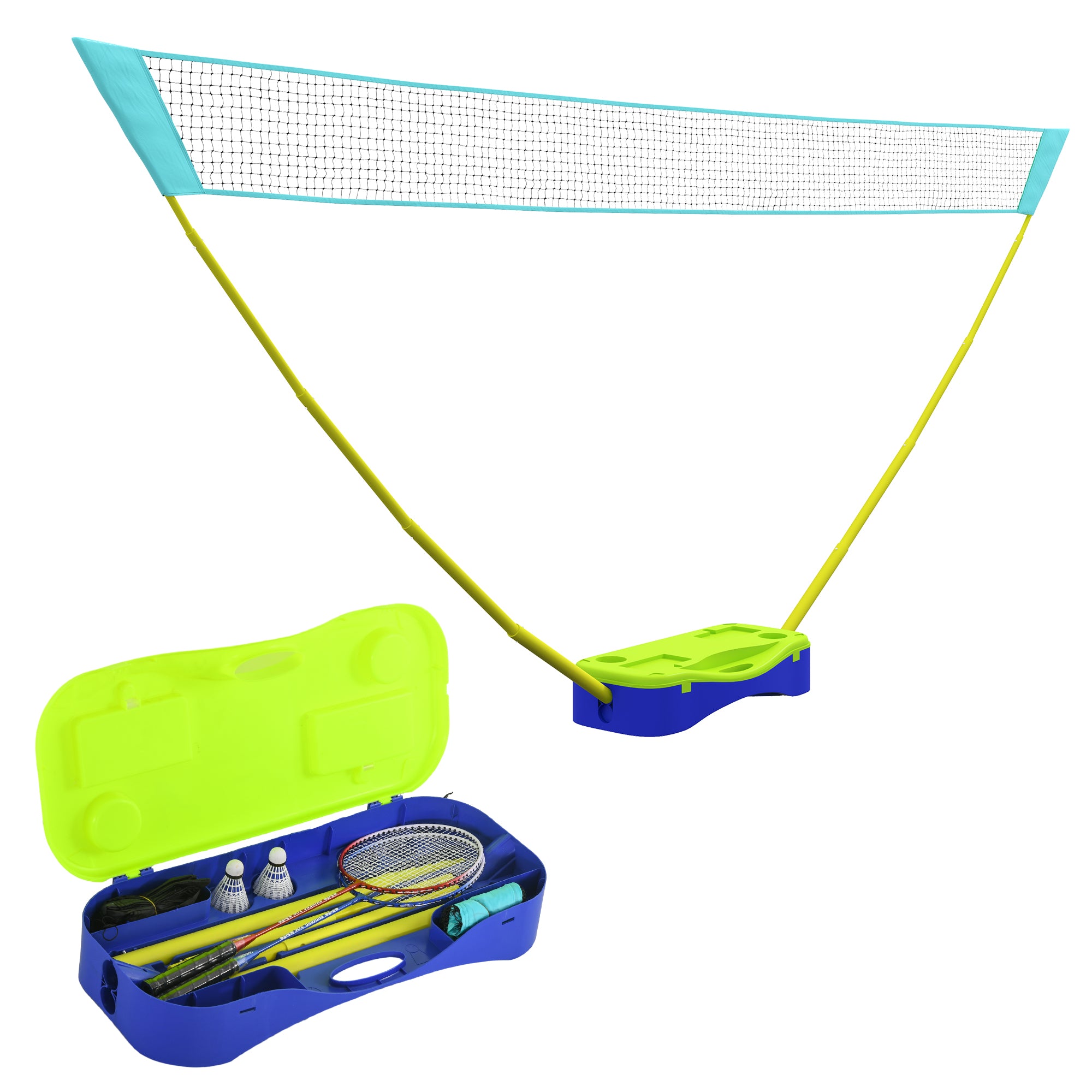 SPORTNOW Portable Badminton Net Set w/ Volleyball Net, Rackets, Shuttl