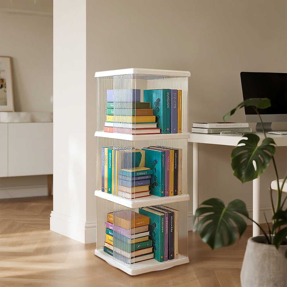 Livingandhome 3-Tier Rotating Plastic Bookshelf