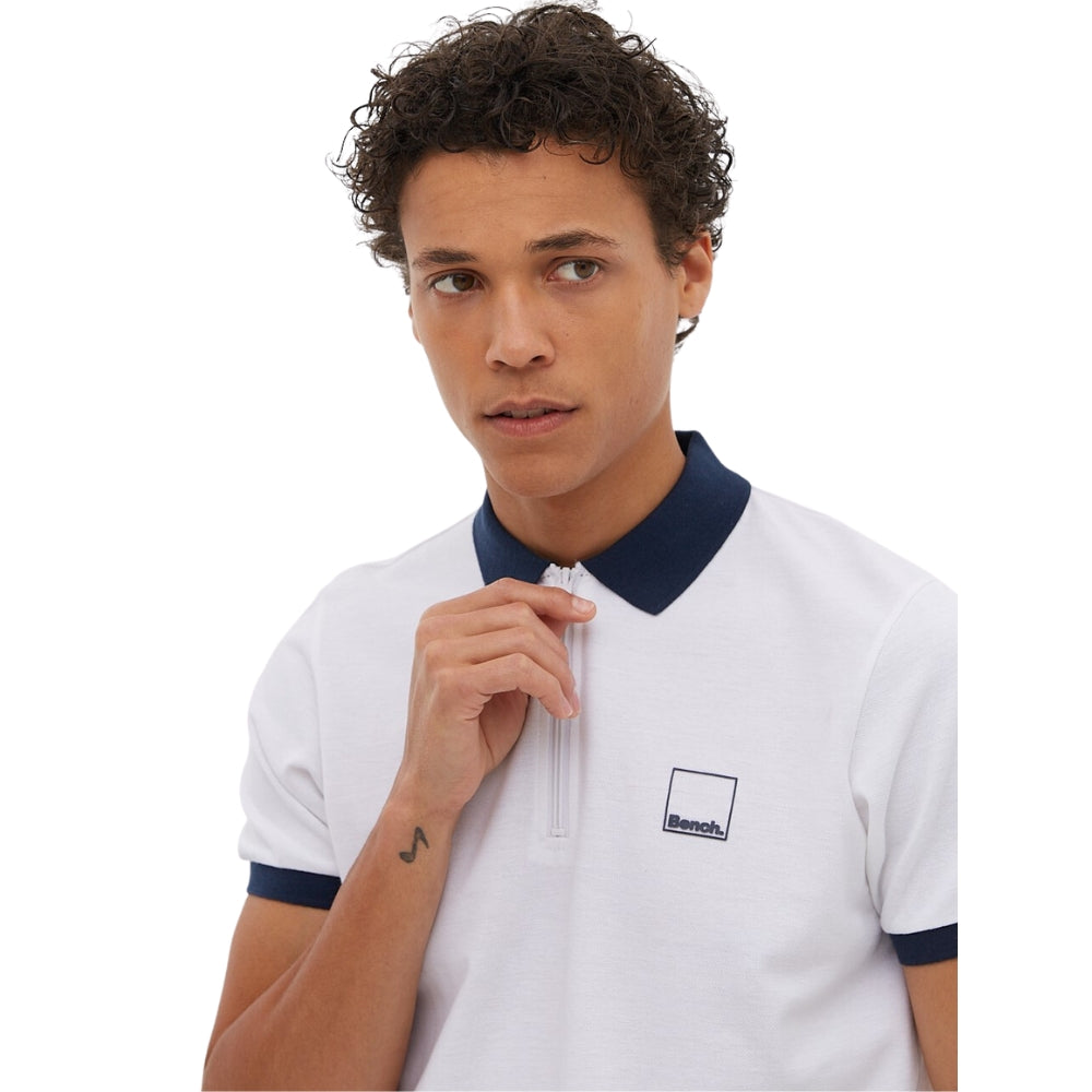 Bench Rostock Zip Neck Polo - White