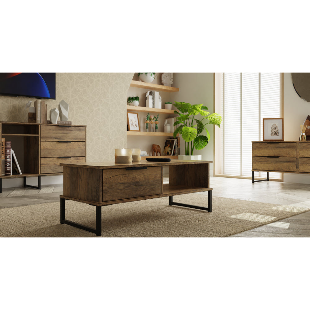 Havana Ready Assembled Coffee Table with 1 Drawer - Vintage Oak