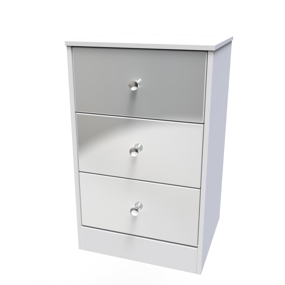 Porto Ready Assembled Bedside Table with 3 Drawers - Uniform Matt & Wh