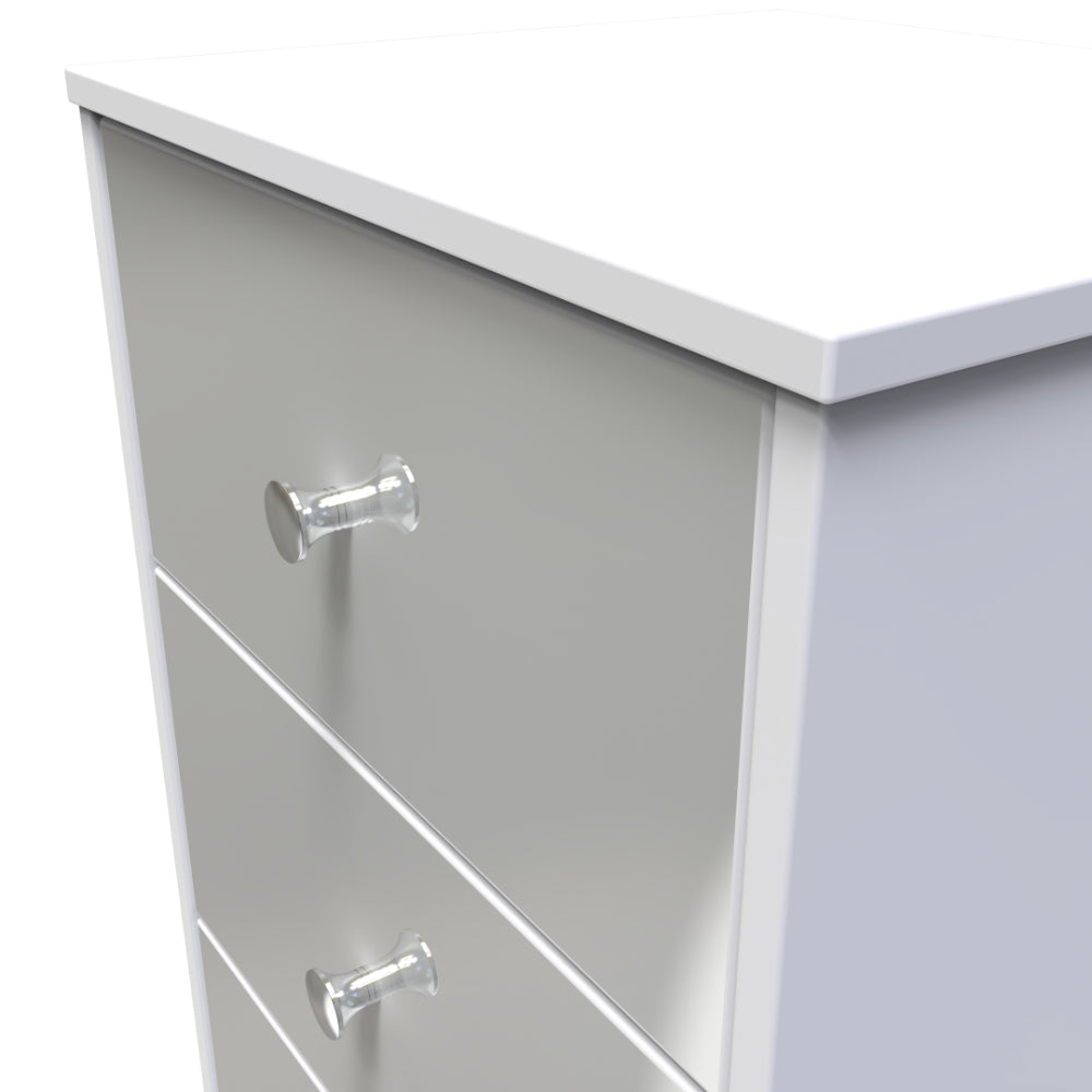 Porto Ready Assembled Bedside Table with 3 Drawers - Uniform Matt & Wh