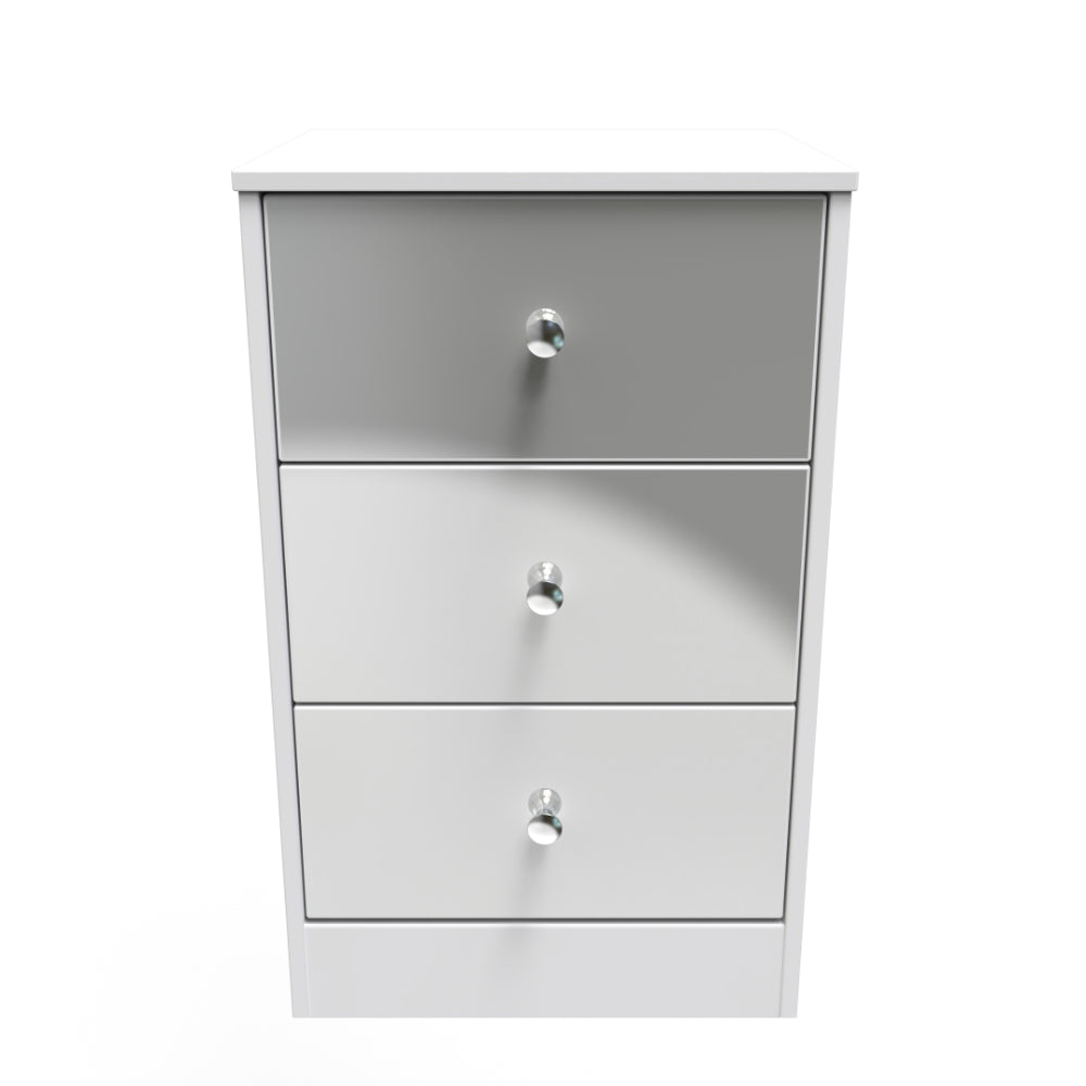 Porto Ready Assembled Bedside Table with 3 Drawers - Uniform Matt & Wh