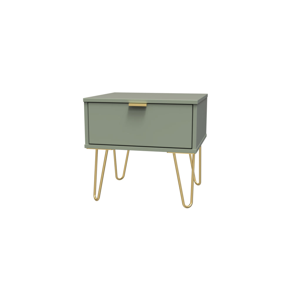 Harare Ready Assembled Bedside Table with 1 Drawer - Reed Green