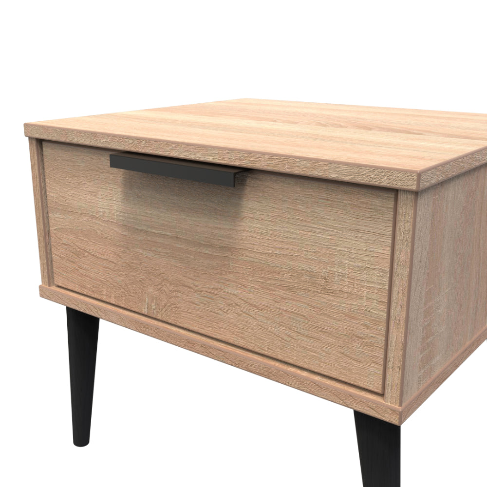 Helsinki Ready Assembled Bedside Table with 1 Drawer - Bardolino Oak
