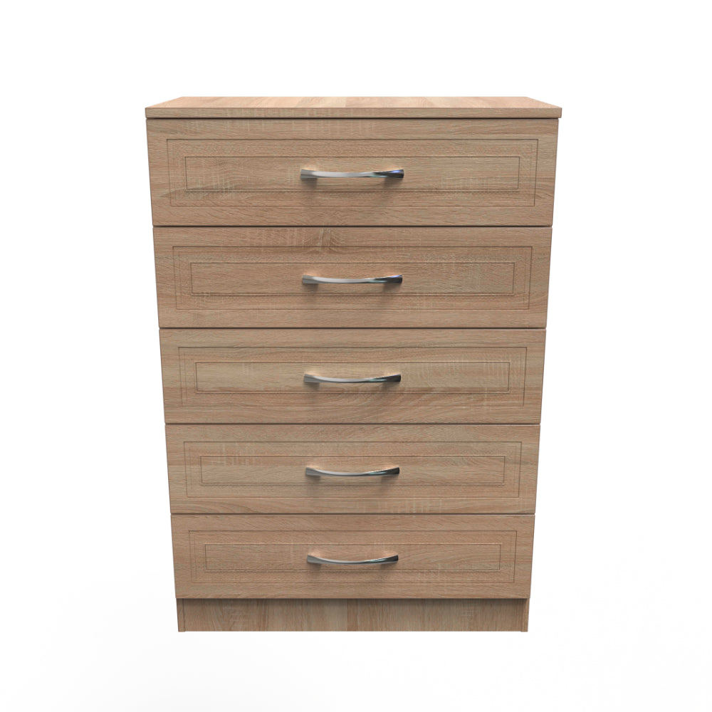 Dakar Ready Assembled Chest of Drawers with 5 Drawers - Modern Oak