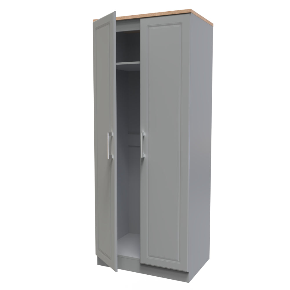 Kingston Ready Assembled Wardrobe with 2 Doors - Dust Grey & Bardolino