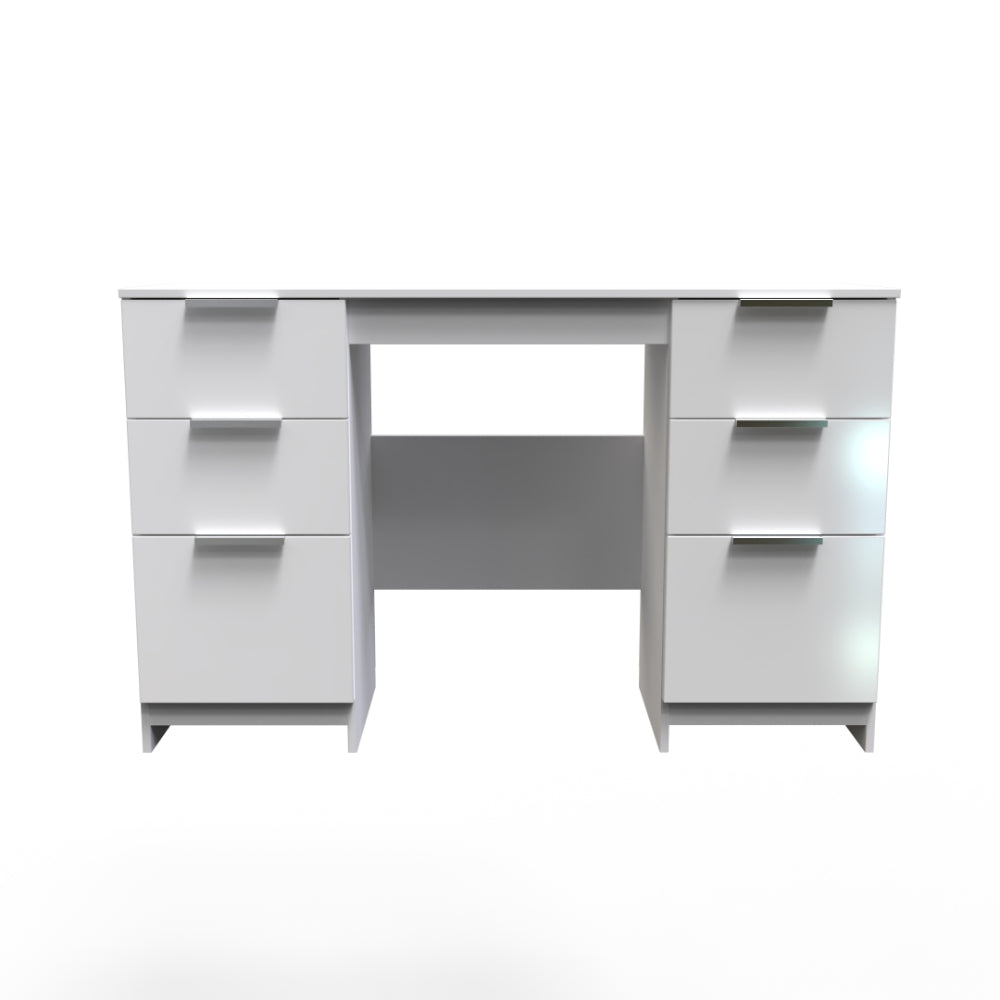 Paris Ready Assembled Double Pedestal Desk with 6 Drawers - White Matt