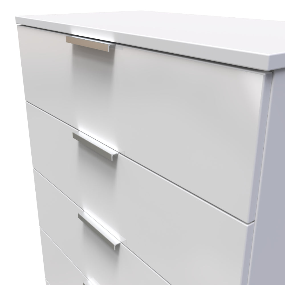 Paris Ready Assembled Chest of Drawers with 5 Drawers - White Matt