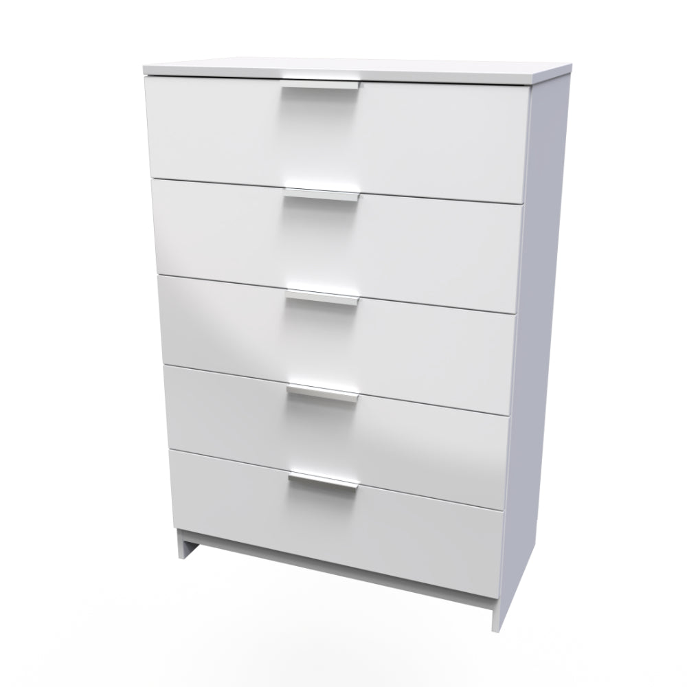 Paris Ready Assembled Chest of Drawers with 5 Drawers - White Matt