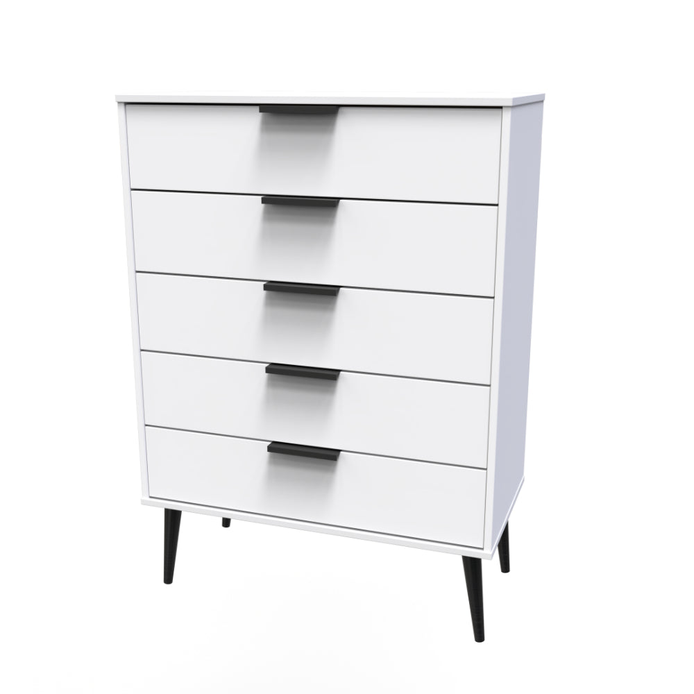 Helsinki Ready Assembled Chest of Drawers with 5 Drawers - White Matt