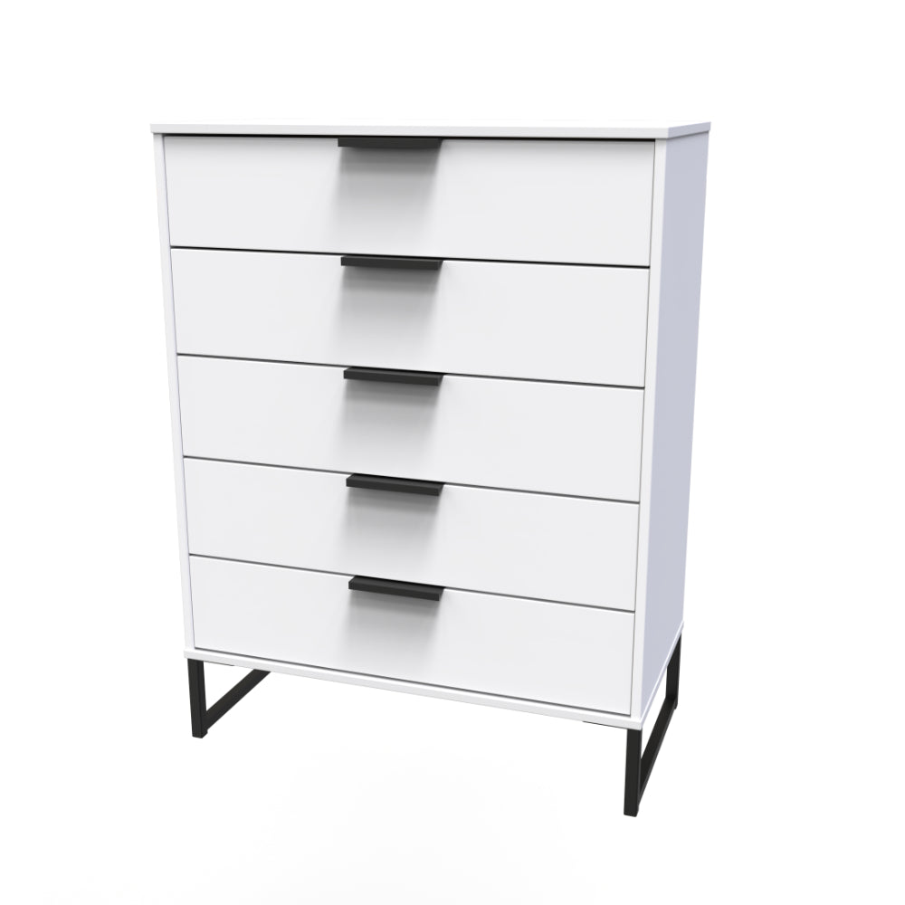 Havana Ready Assembled Chest of Drawers with 5 Drawers - White Matt