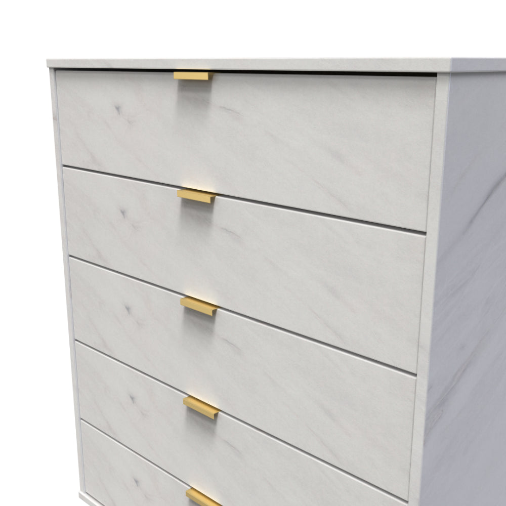 Harare Ready Assembled Chest of Drawers with 5 Drawers - Marble