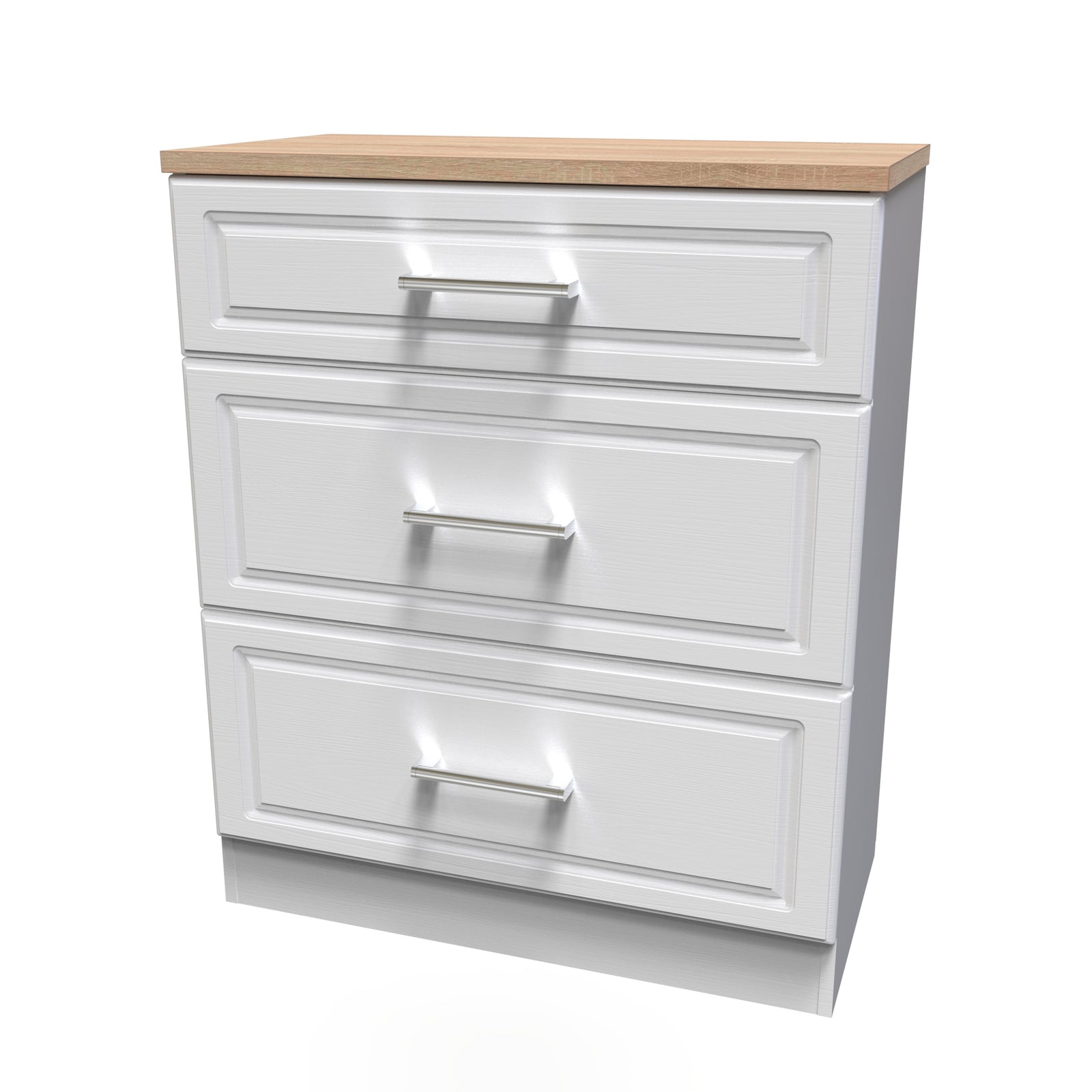 Kingston Ready Assembled Deep Chest of Drawers with 3 Drawers - White