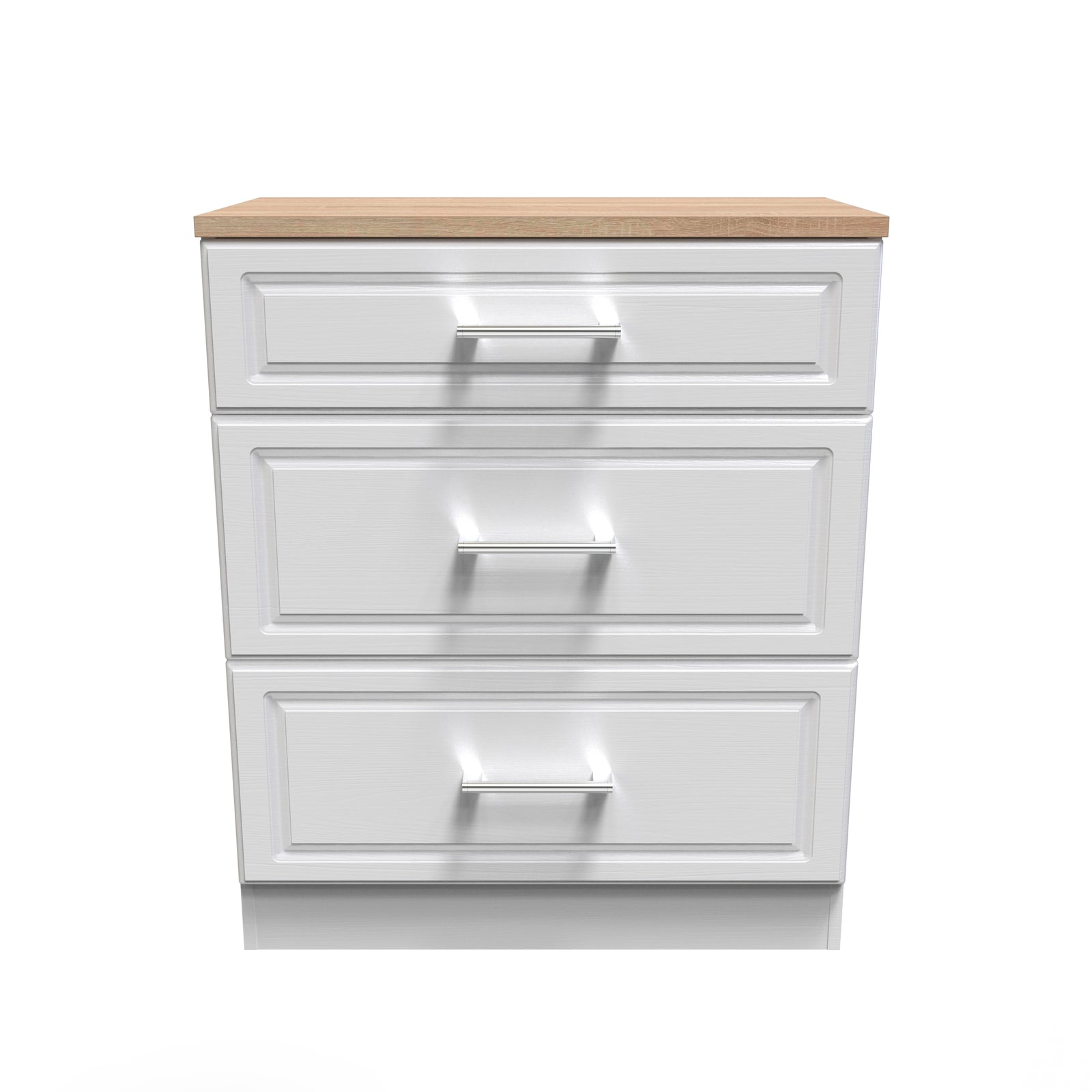 Kingston Ready Assembled Deep Chest of Drawers with 3 Drawers - White