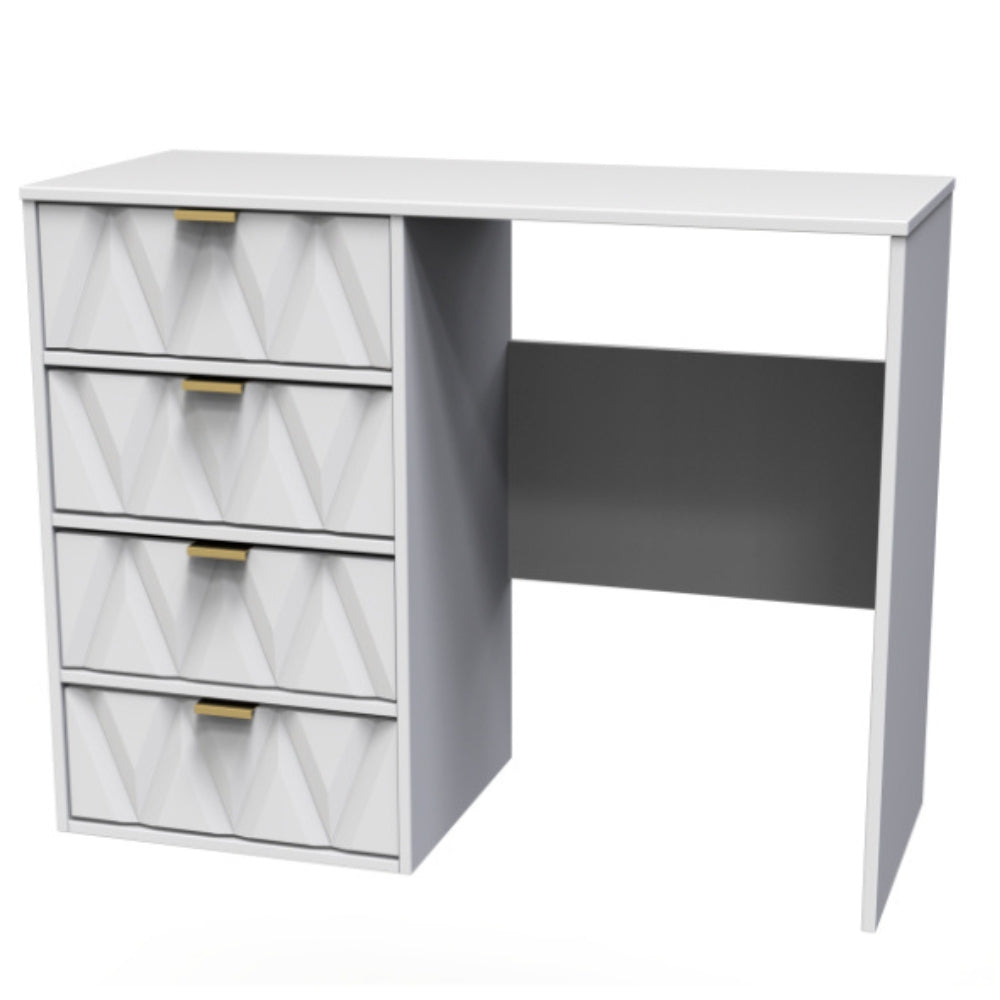 Glitz Ready Assembled Dressing Table with 4 Drawers - White Matt & Whi