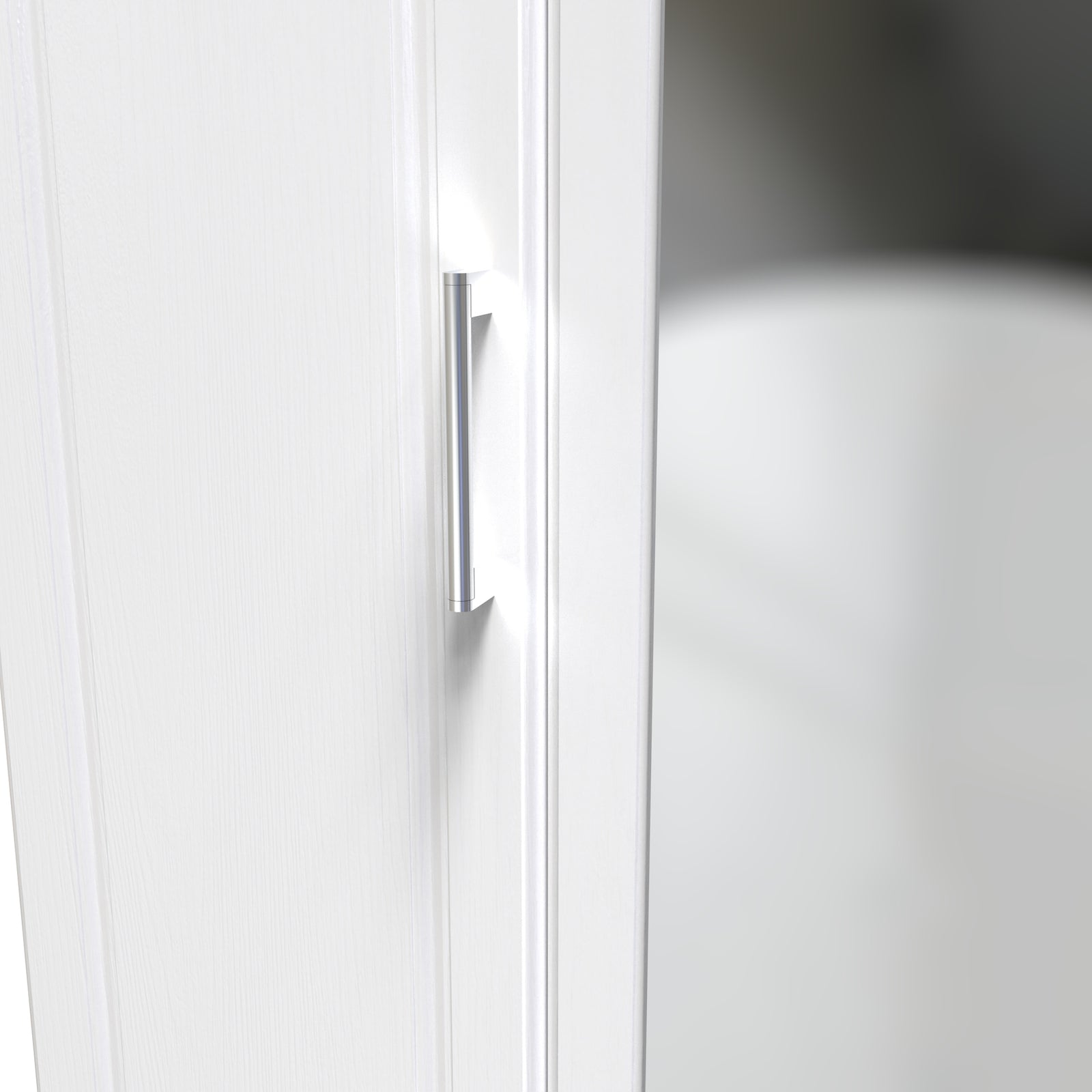 Kingston Ready Assembled Wardrobe with Triple Mirror - White Ash & Bar