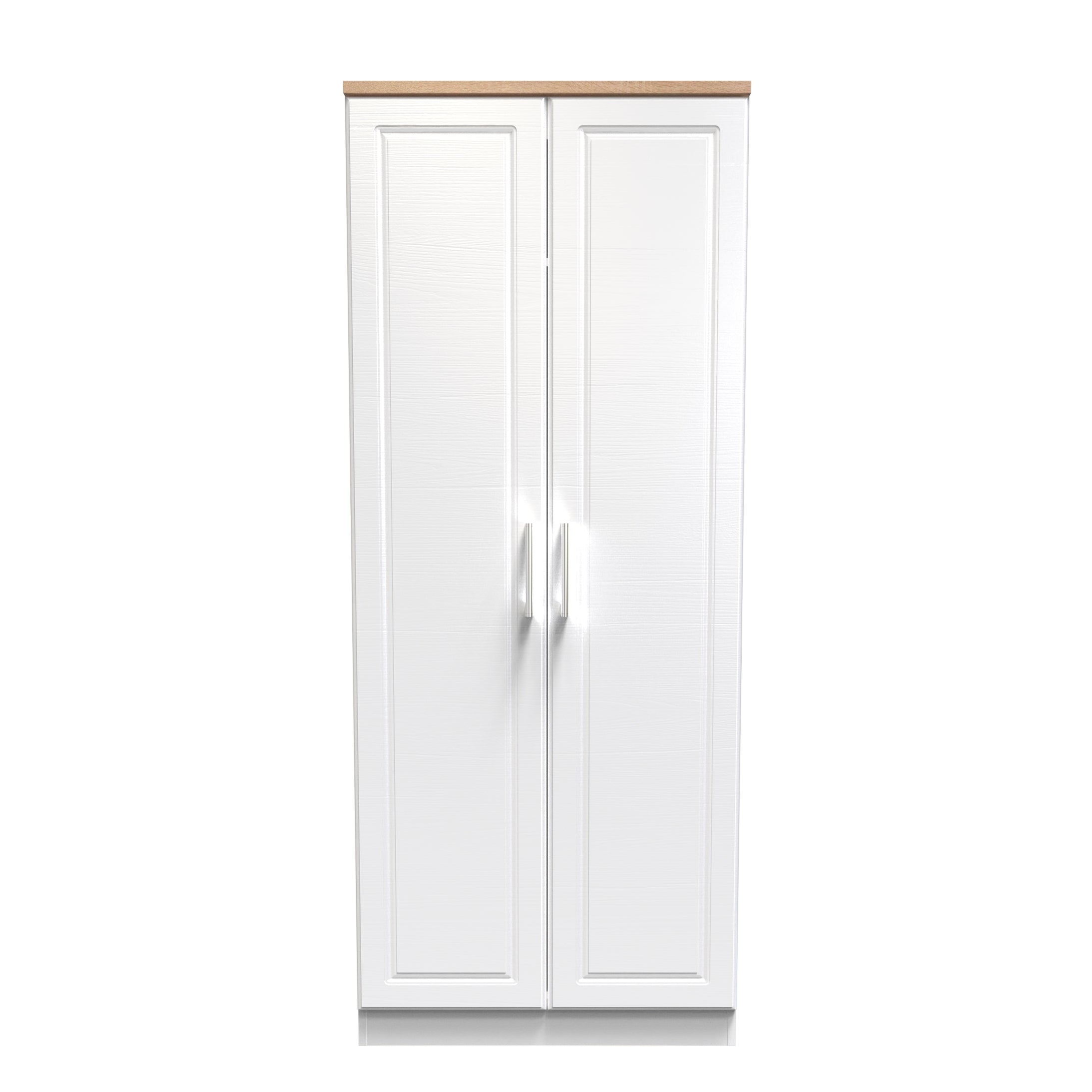 Kingston Ready Assembled Wardrobe with 2 Doors - White Ash & Bardolino
