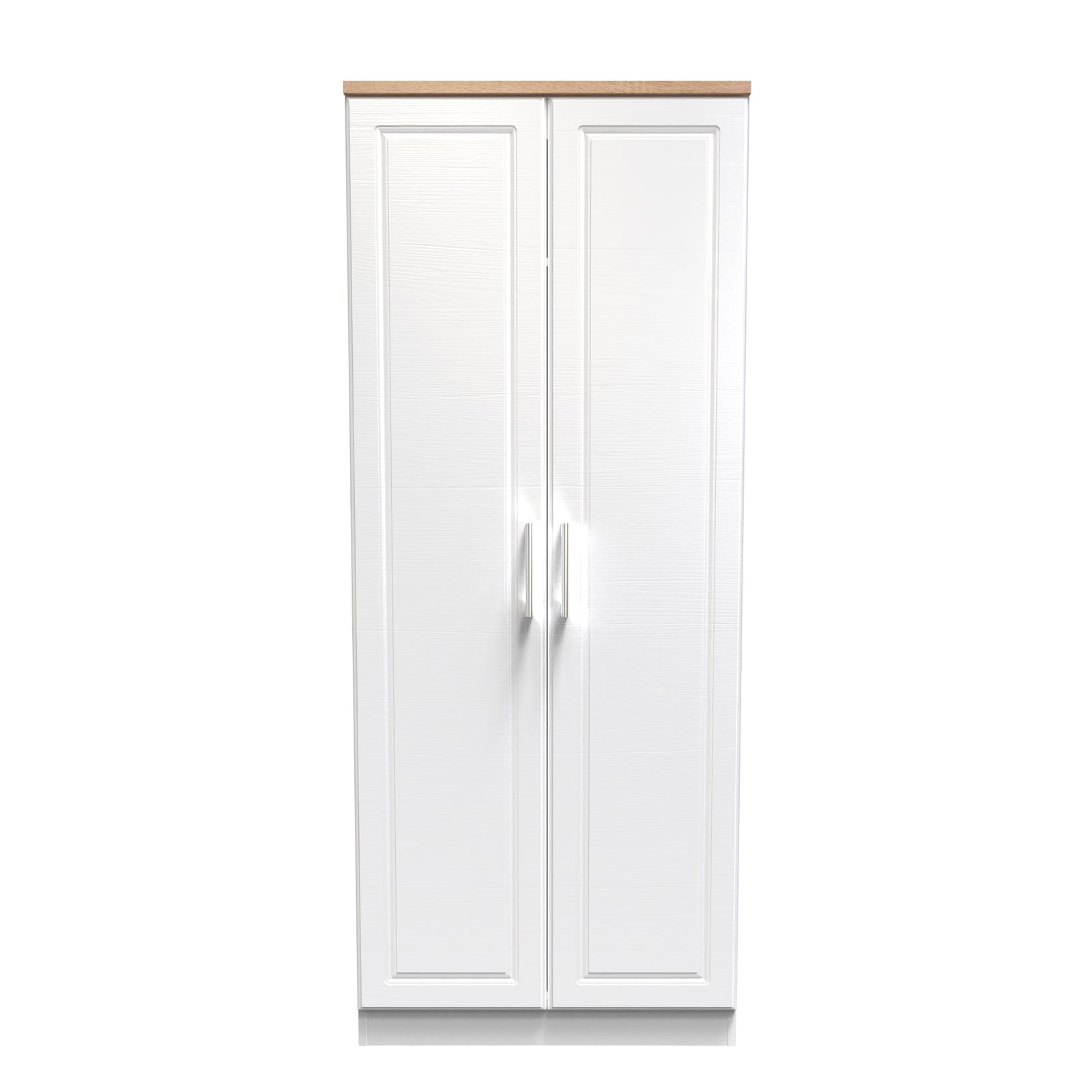 Kingston Ready Assembled Wardrobe with 2 Doors - White Ash & Bardolino