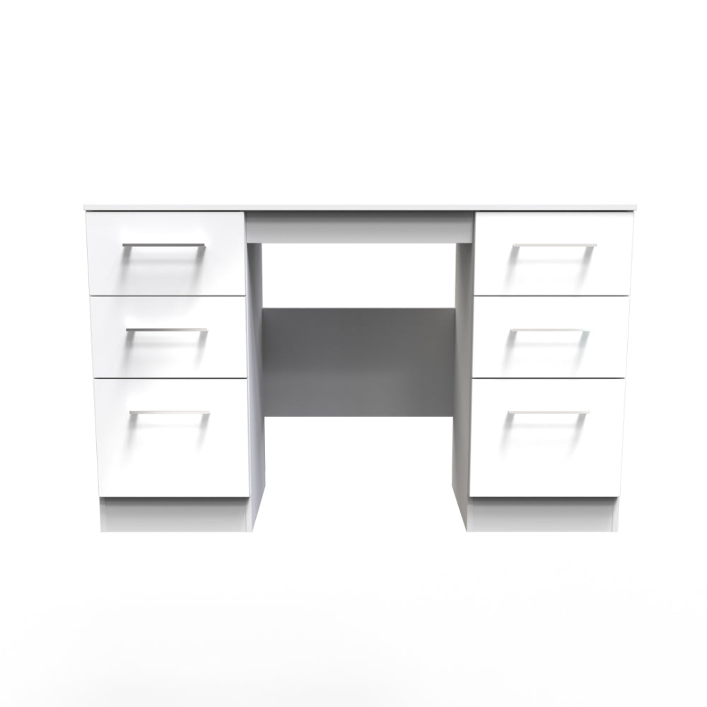 Wellington Ready Assembled Double Pedestal Desk with 6 Drawers - White