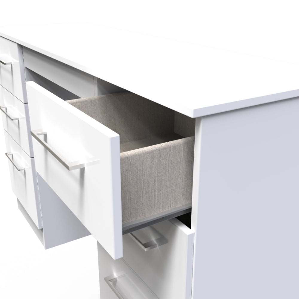 Wellington Ready Assembled Double Pedestal Desk with 6 Drawers - White