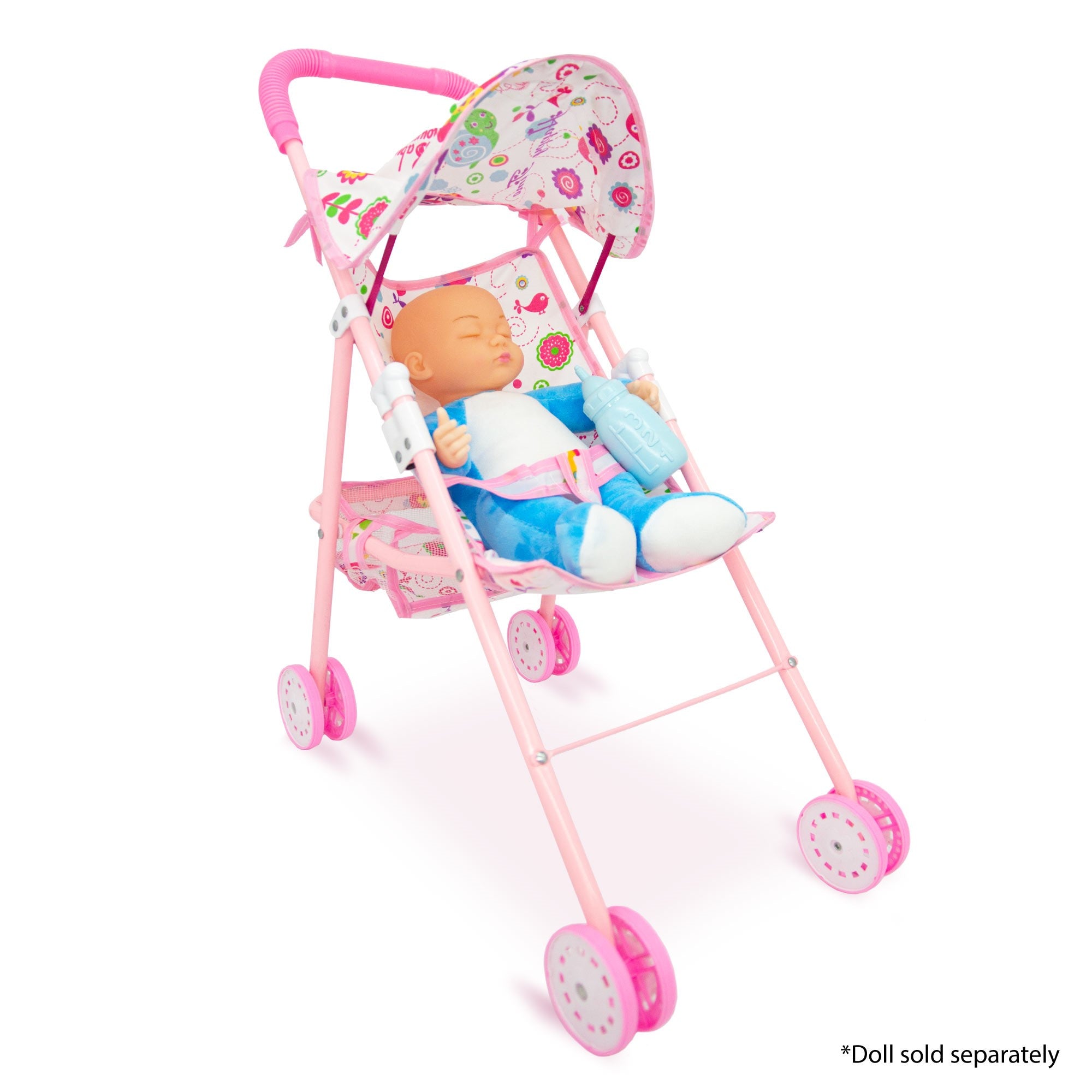 Kids Toy Stroller Pram - Pink with Pretty Design