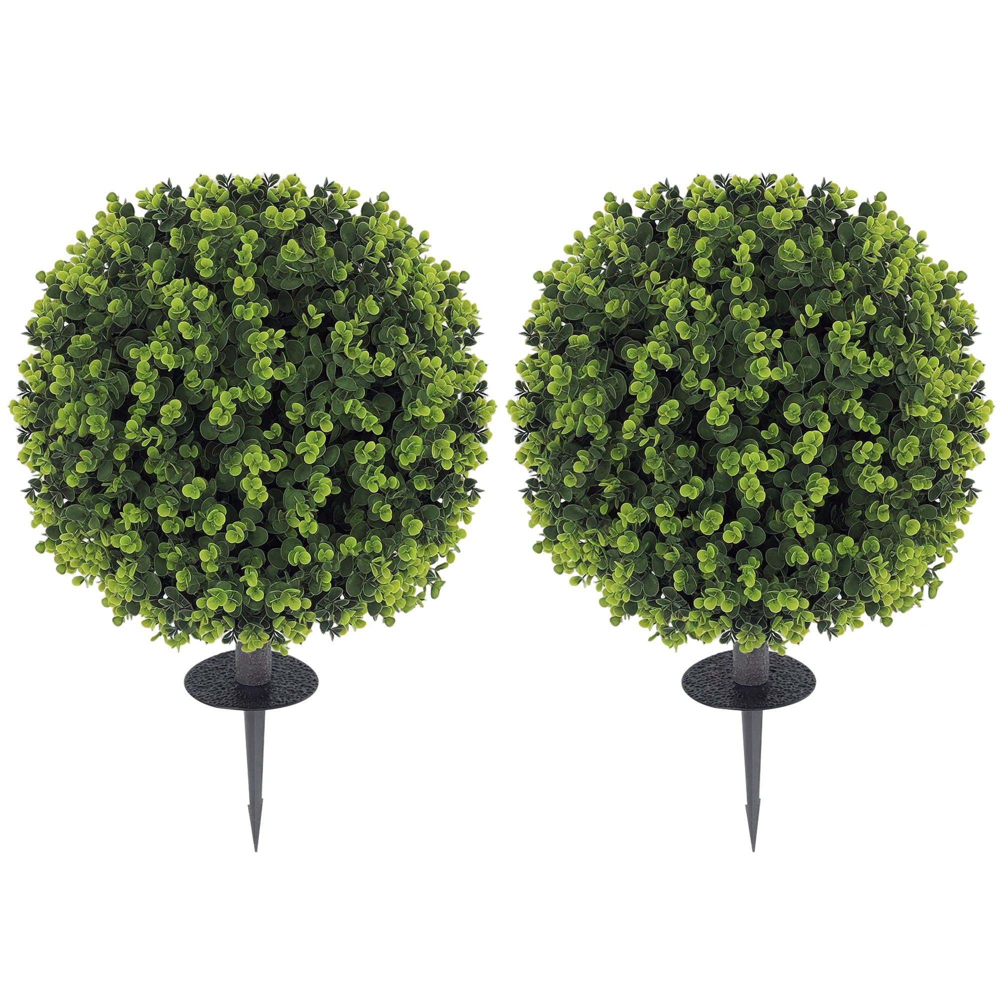 HOMCOM Set of 2 40cm Artificial Boxwood Topiary Ball Bush for Indoor O