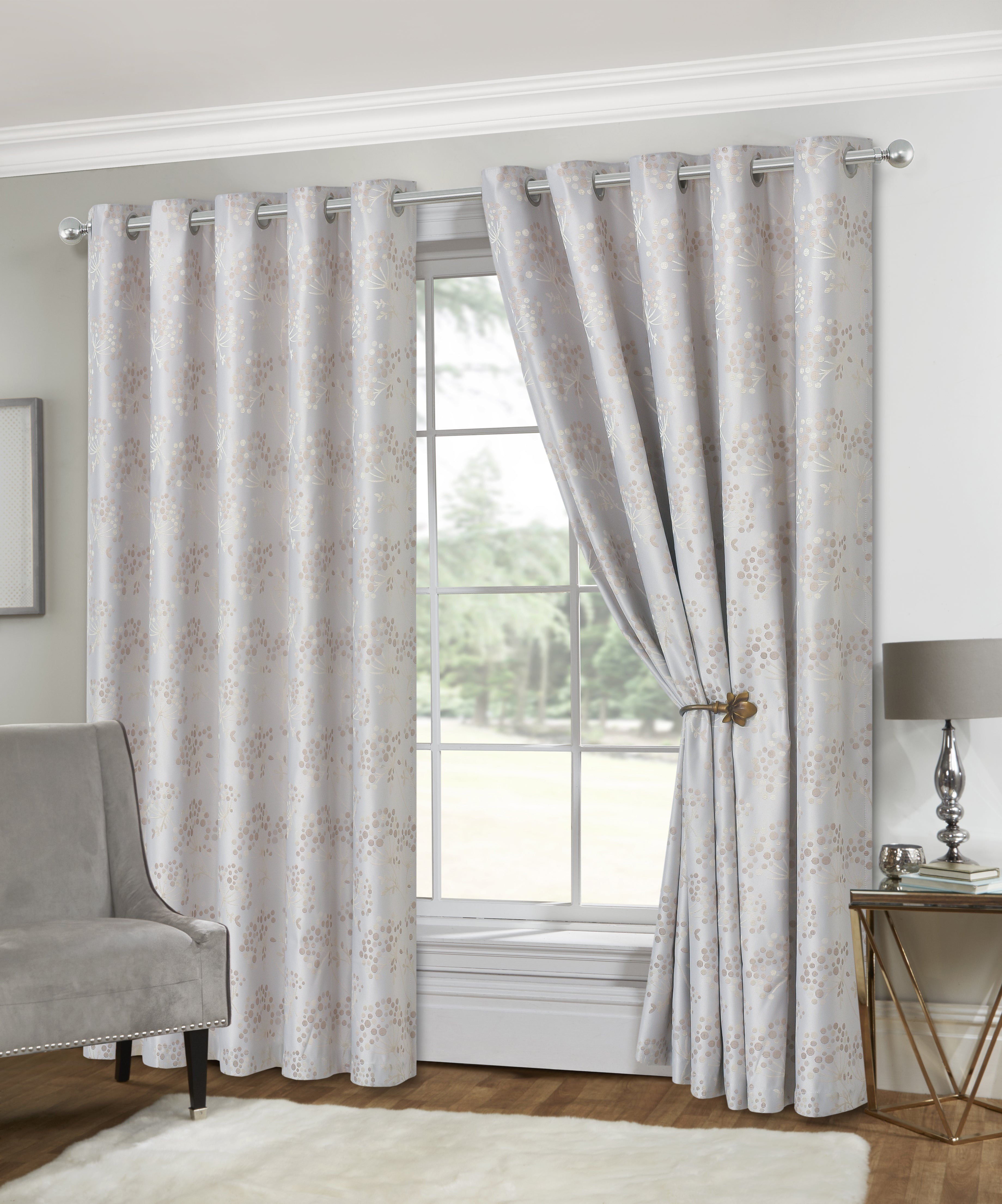 Lewis's Iris Eyelet Curtains - Ivory