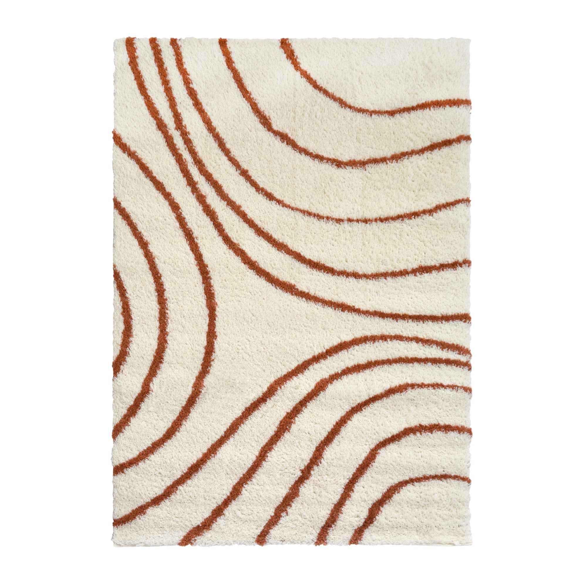 Lewis's Home Snug Swirl Rugs - Ivory & Terracotta Red