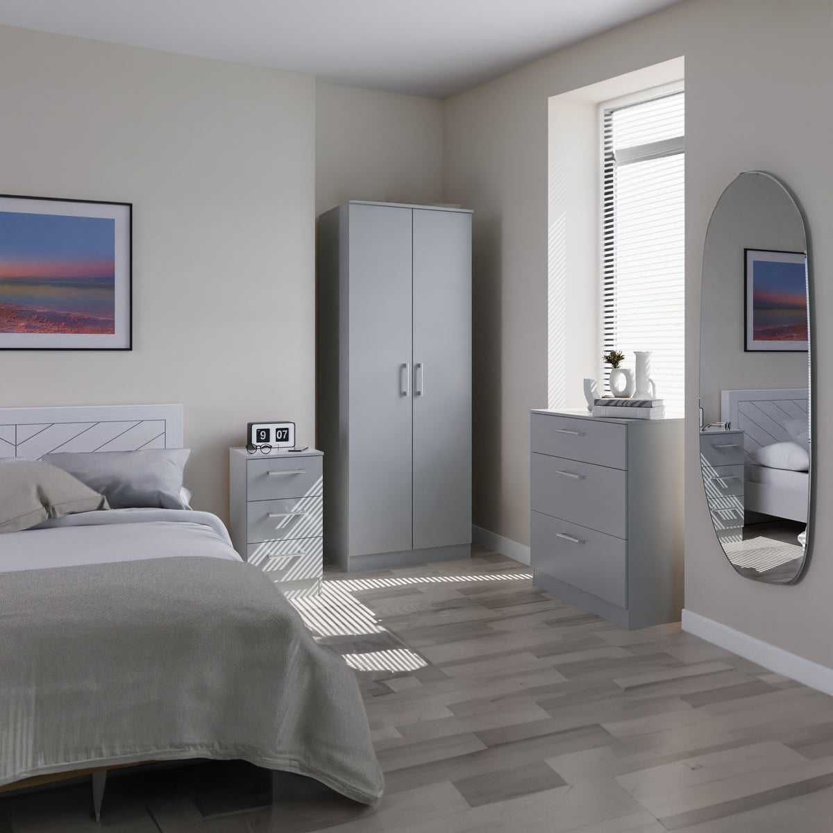 Light grey wardrobe set store