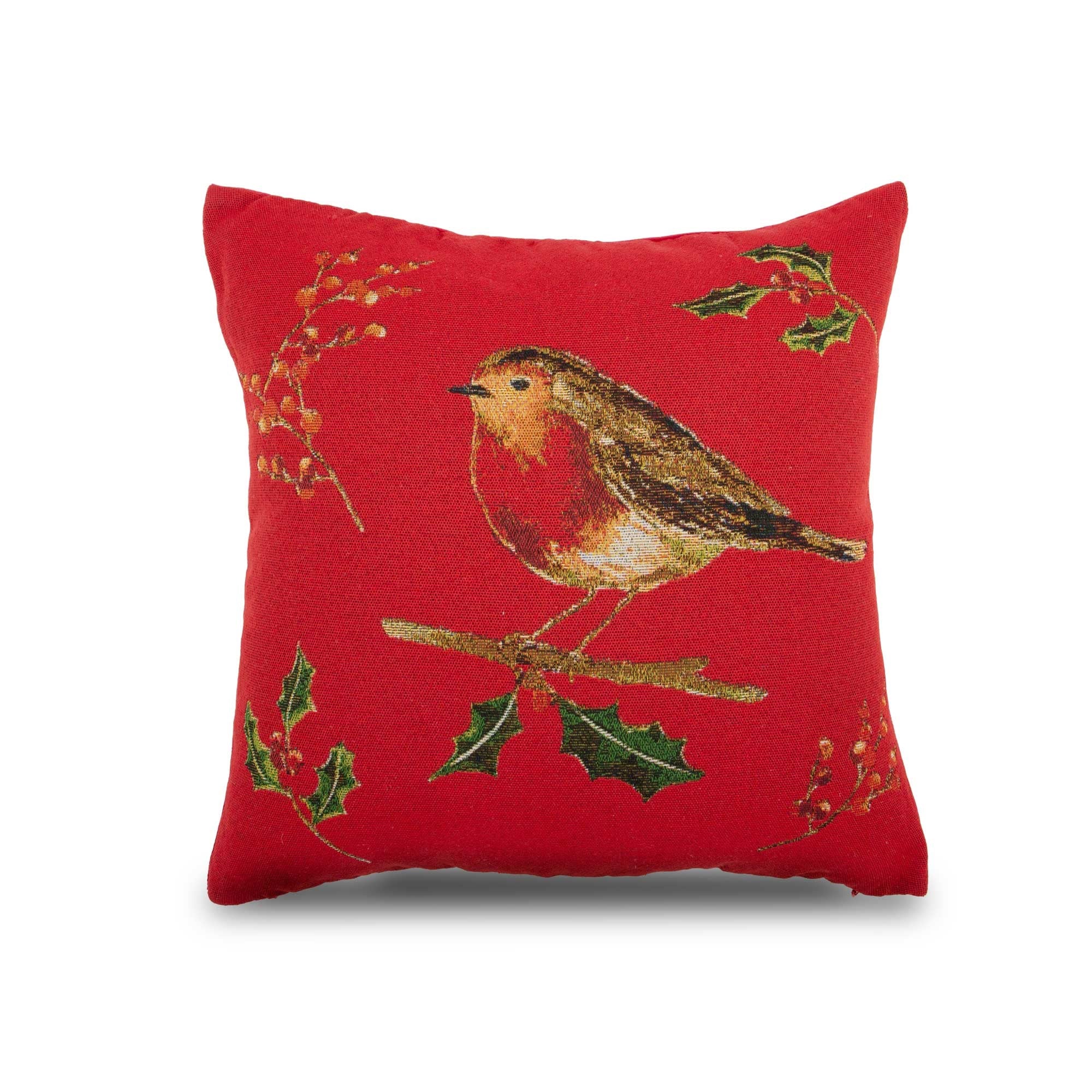 Lewis's Christmas Robin Cushion - Red