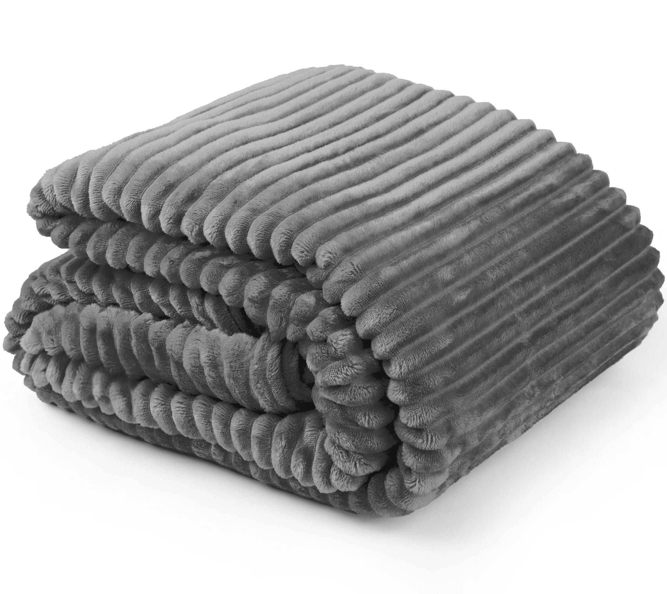 Dakota Ribbed Soft Touch Fleece Throw - Charcoal