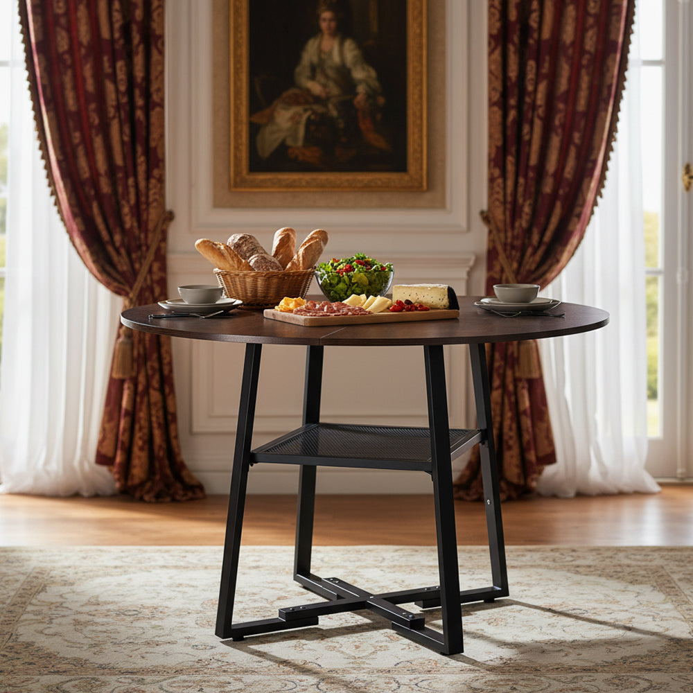 Livingandhome Modern Round Dining Table With Shelf