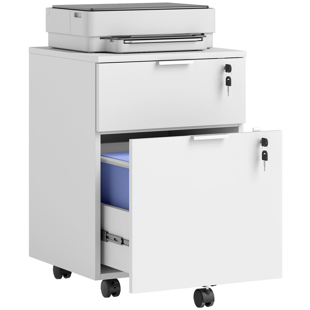 HOMCOM 2 Drawer Filing Cabinet with Adjustable Hanging Bars for A4 and