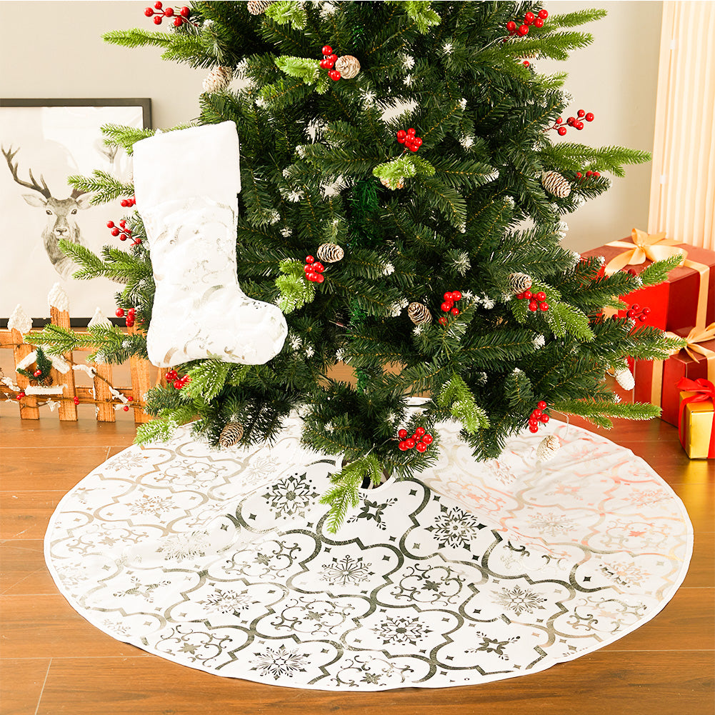 Livingandhome Round Shape Christmas Tree Base Skirt Xmas Ornament With