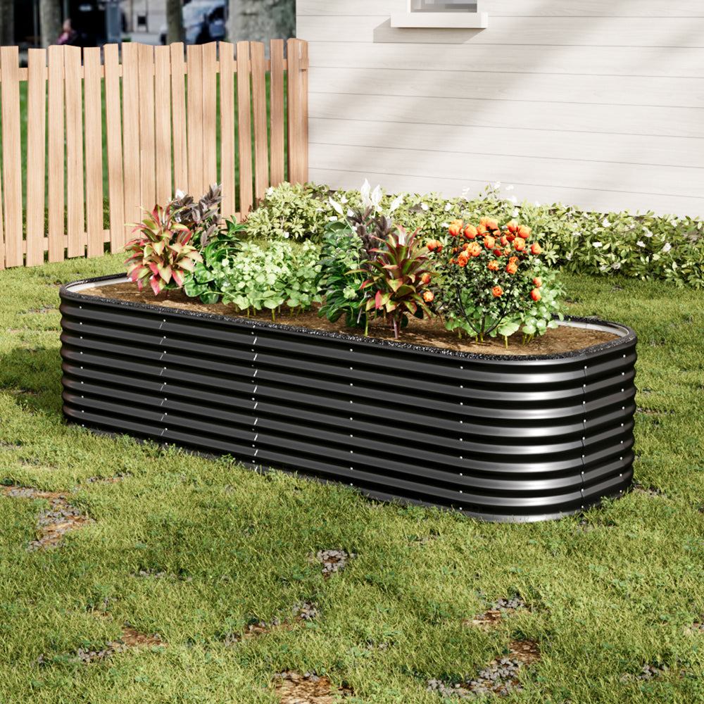 Garden Sanctuary Oval-Shaped Galvanized Steel Raised Garden Bed