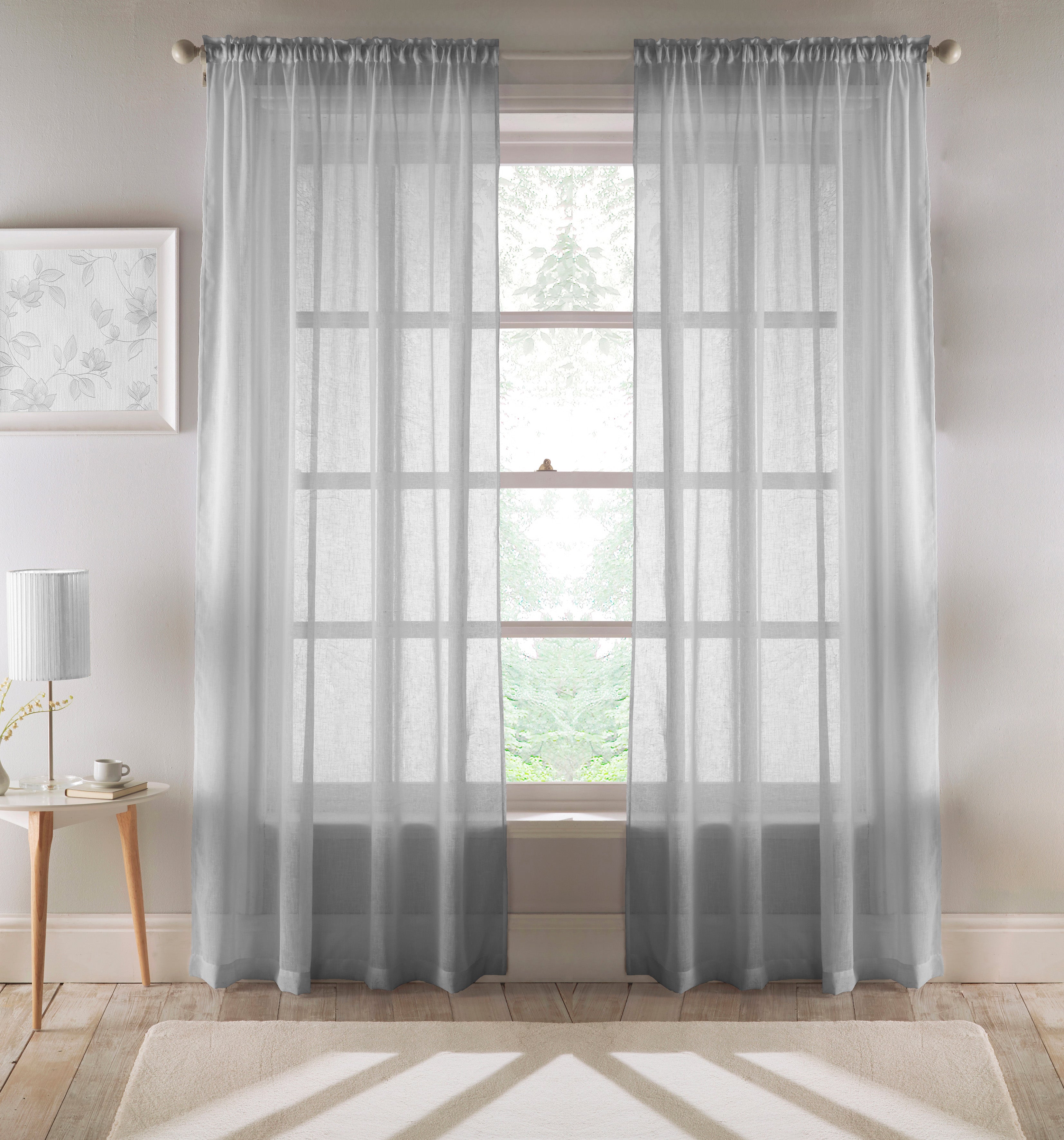 Eden Silver 100% Recycled Plain Voile Panel - Pair
