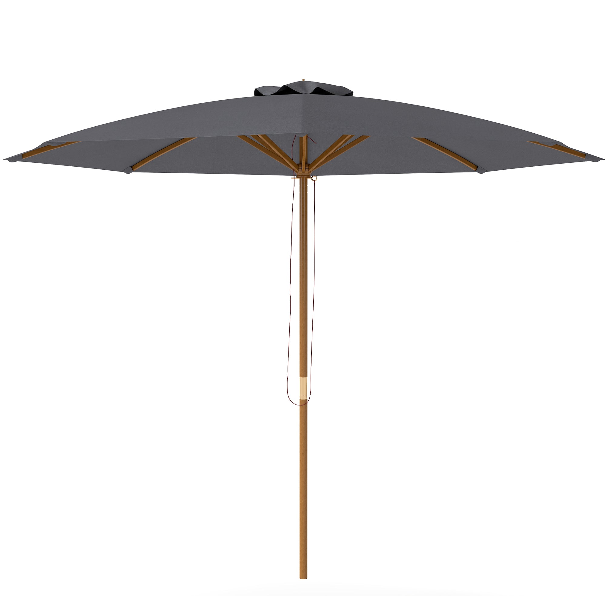 Outsunny Wooden Garden Parasol with Rope Pulley Mechanism and 8 Ribs