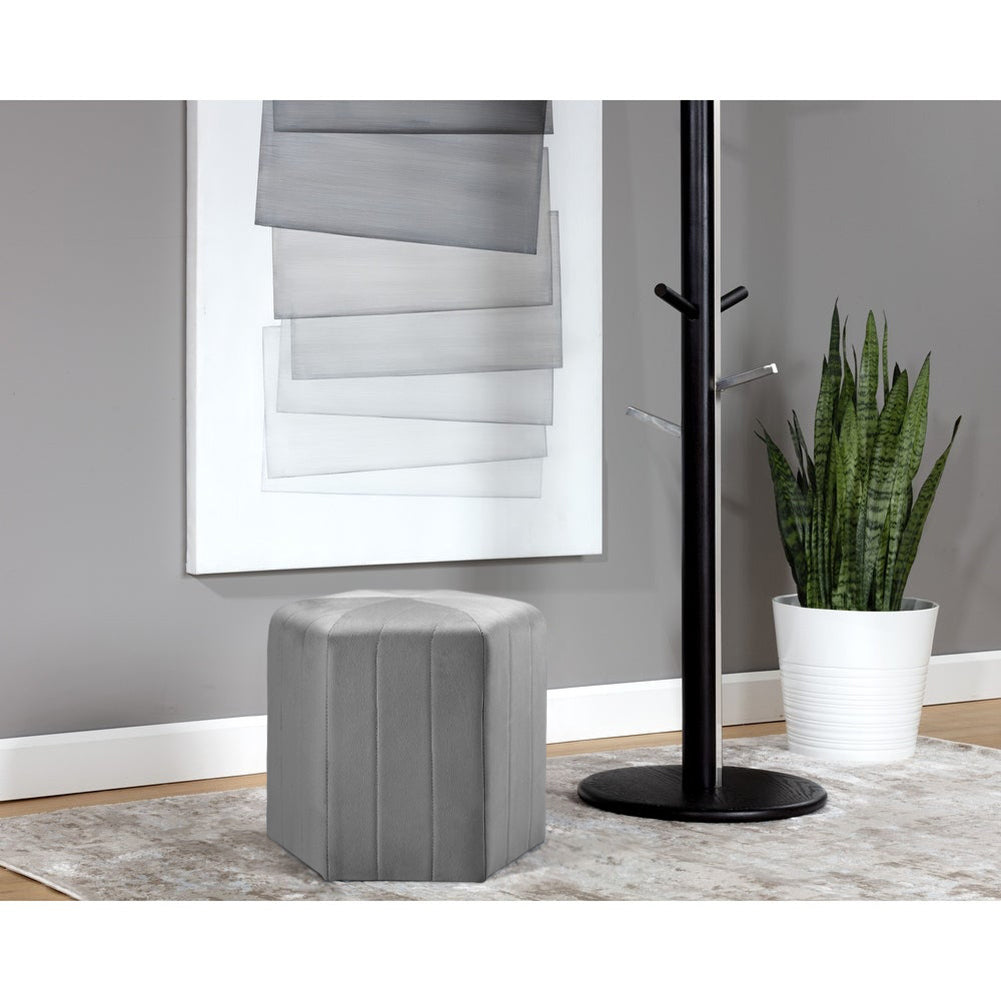 Livingandhome Minimal Hexagonal Velvet Footstool Ottoman with Stripes