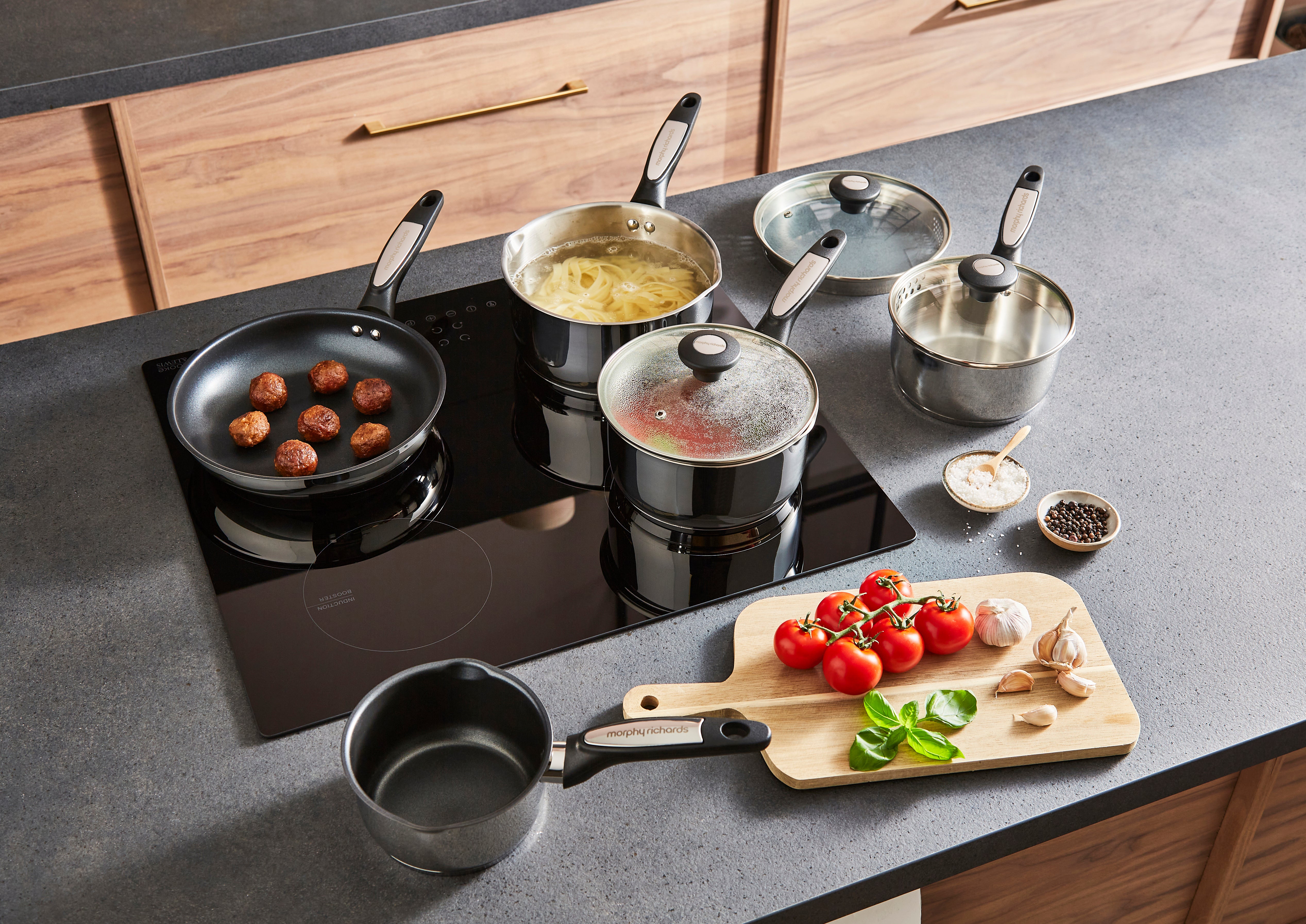 Morphy Richards 5 Piece Pouring Spout Stainless Steel Pan Set