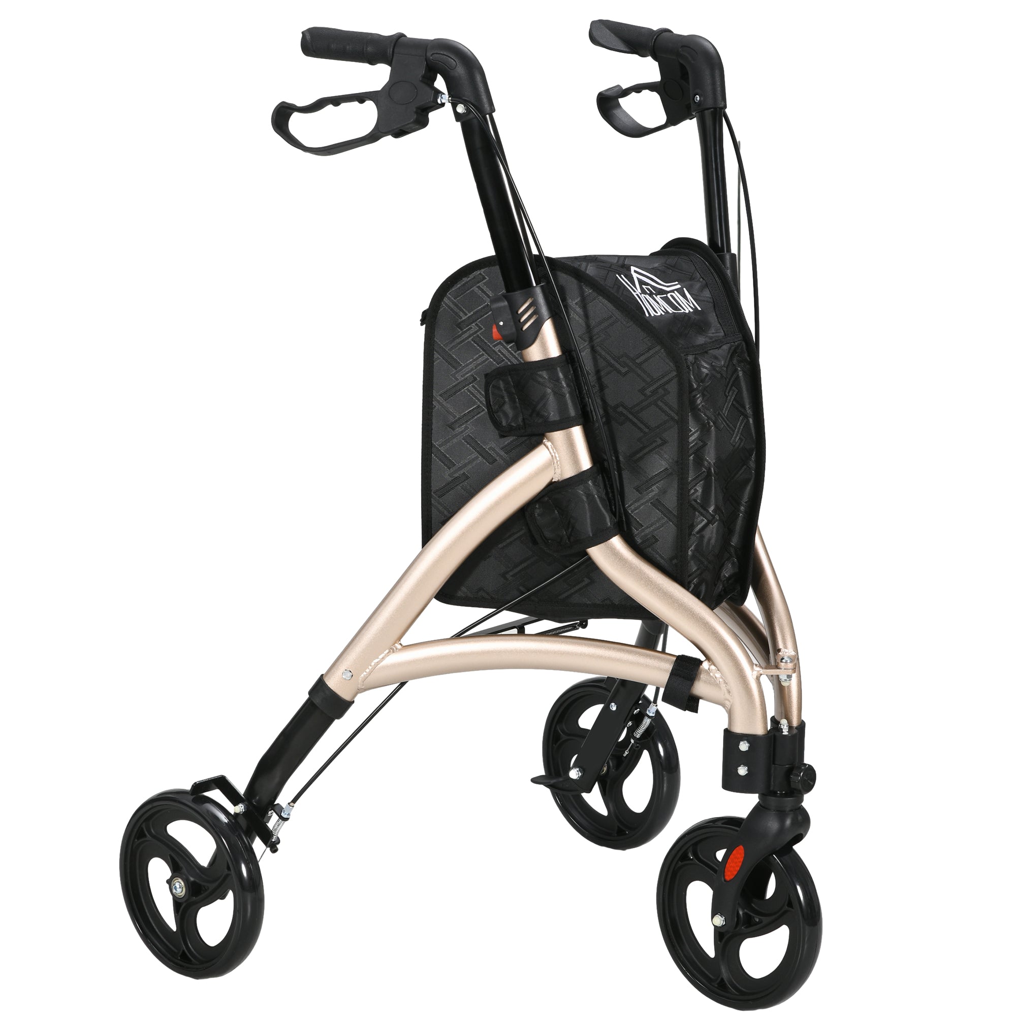 HOMCOM Lightweight Aluminium 3-Wheel Rollator With Adjustable Handle S